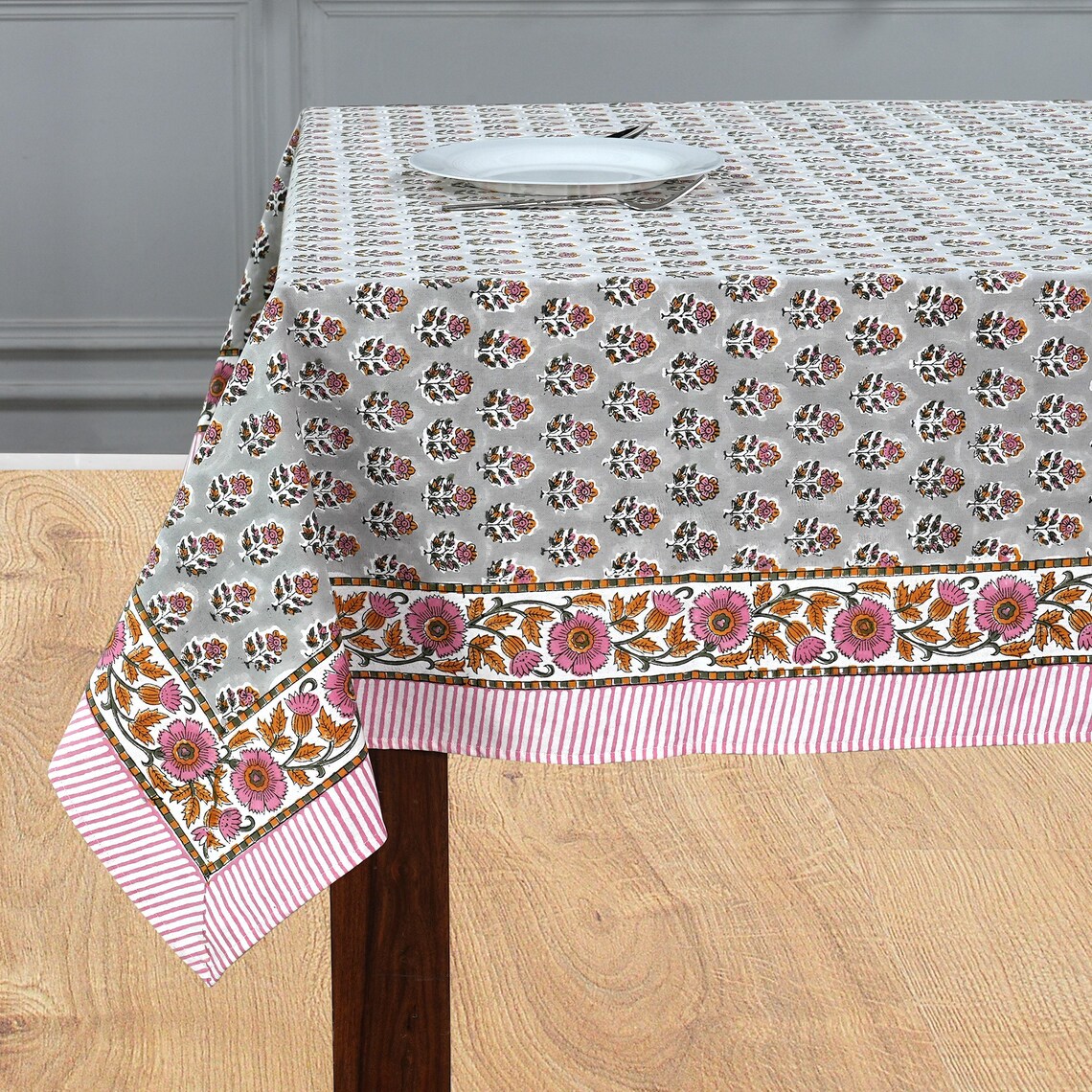 Cotton Indian Hand-block Printed Tablecloth for Wedding Farmhouse ...