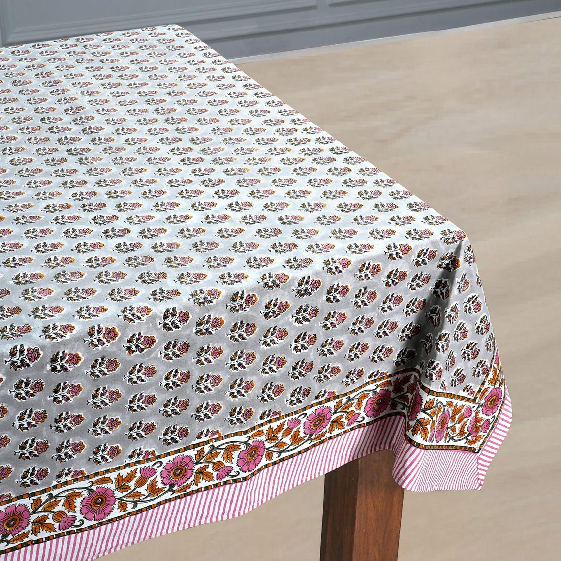 Cotton Indian Hand-block Printed Tablecloth for Wedding Farmhouse ...