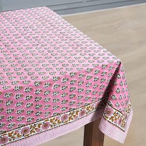 Cotton Indian Hand-block Printed Tablecloth for Wedding Farmhouse ...