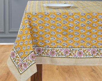 Cotton Indian Hand-block Printed Tablecloth for Wedding Farmhouse ...