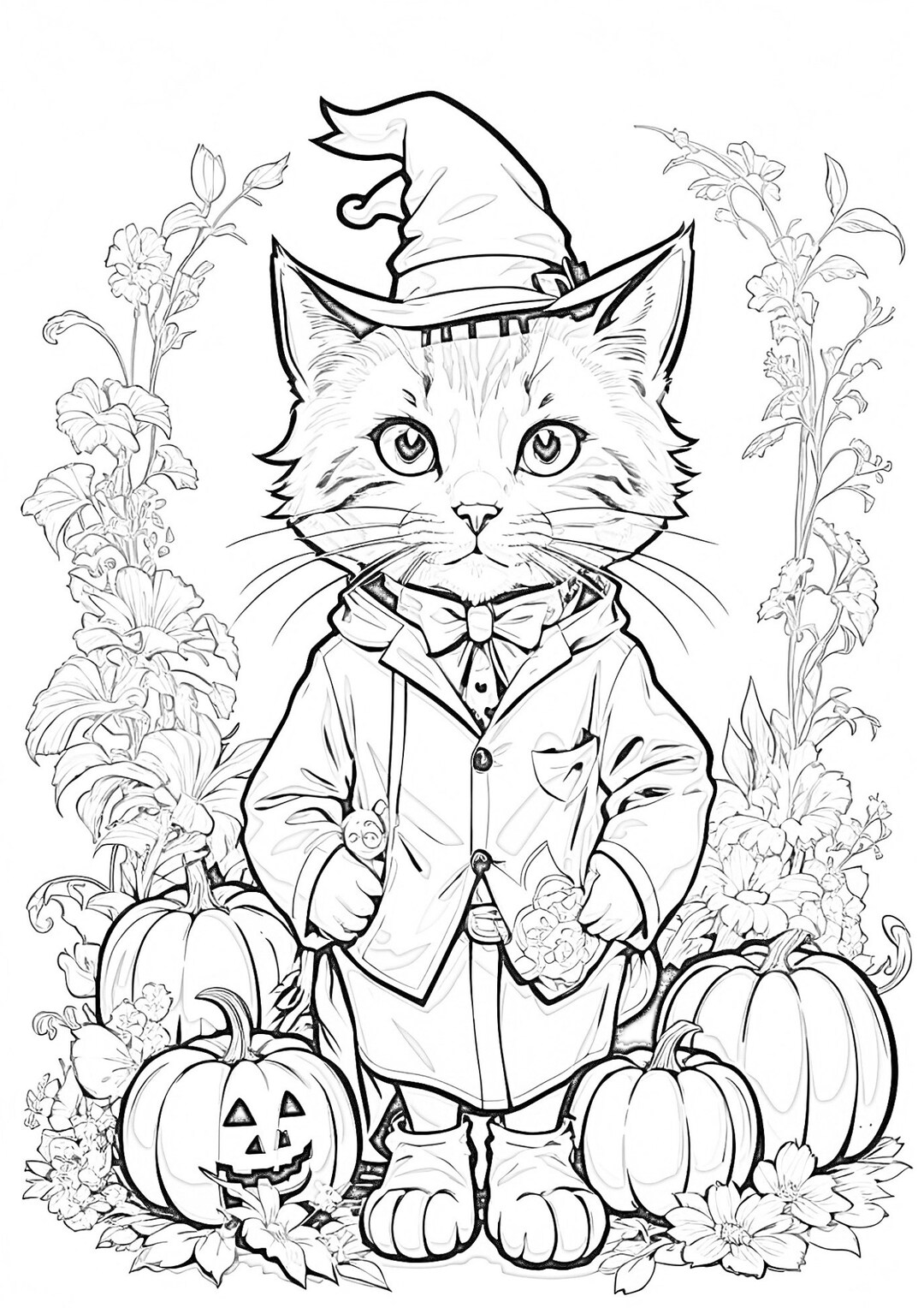 13 Halloween Cat Instant Downloadable Digital Colouring Page for Kids ...