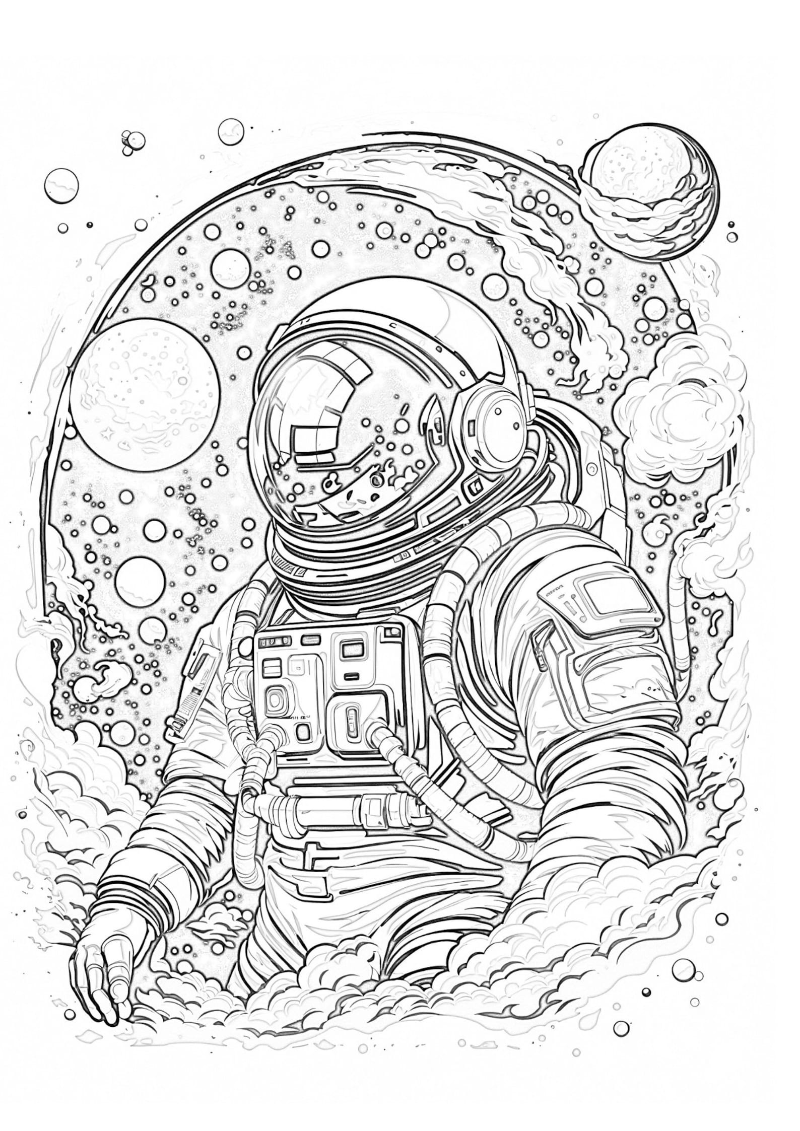 4 Astronaut Portrait Instant Downloadable Digital Colouring - Etsy