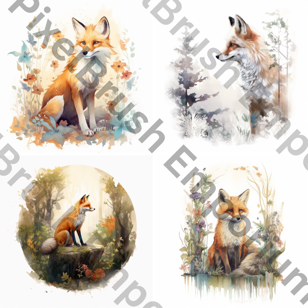 Enchanting Forest Fox Clip Art Bundle Woodland Art, Commercial Use, PNG ...