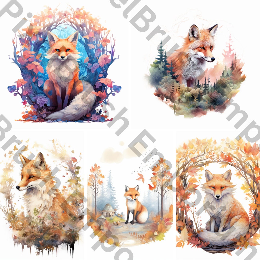 Enchanting Forest Fox Clip Art Bundle Woodland Art, Commercial Use, PNG ...