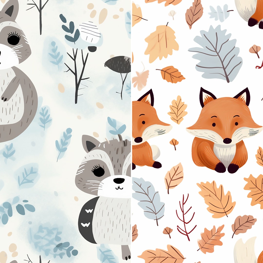 Woodland Seamless Pattern Bundle, Digital Paper, Forest Scrapbook Paper ...