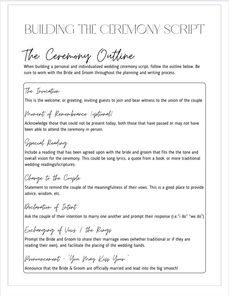Wedding Ceremony Planning Guide - Etsy