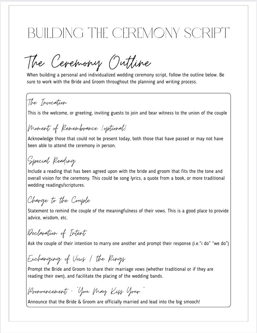 Wedding Ceremony Planning Guide - Etsy