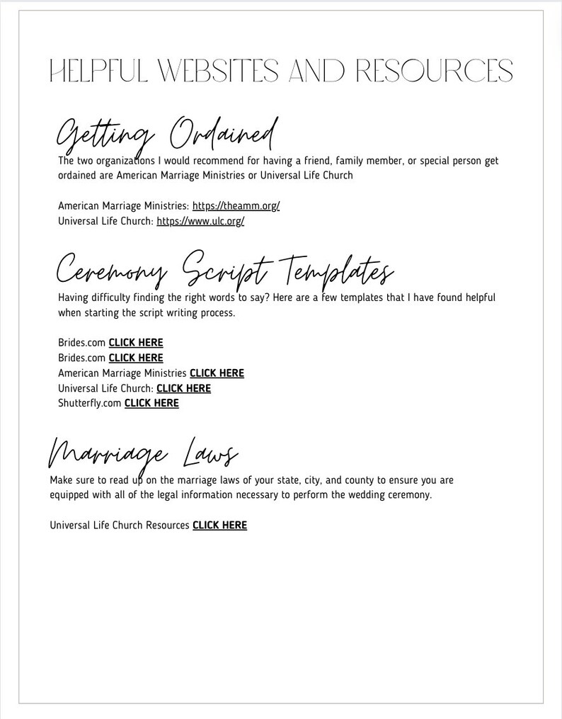 Wedding Ceremony Planning Guide - Etsy