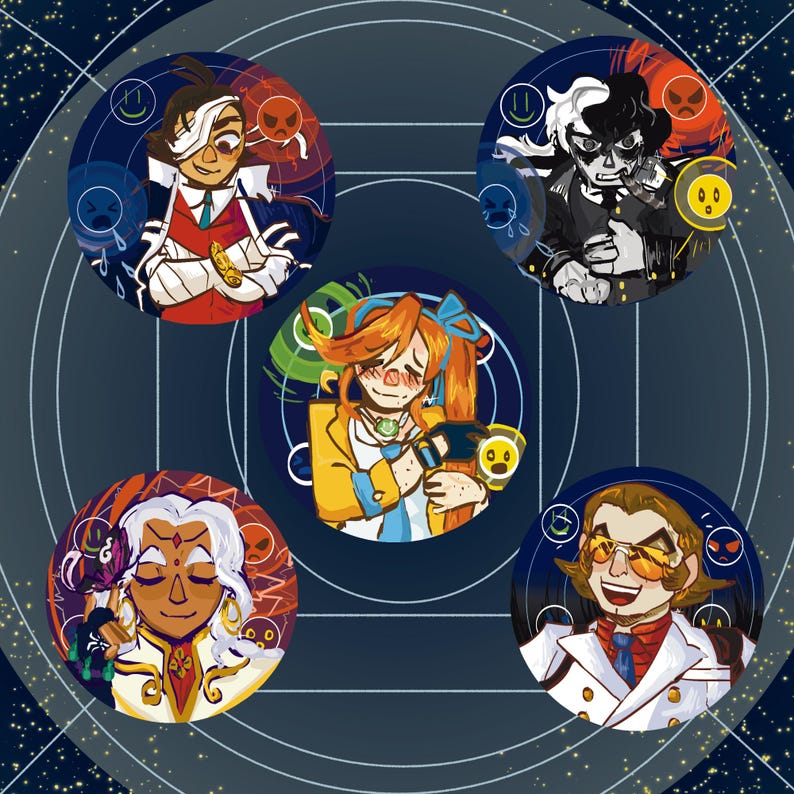 Apollo Justice Ace Attorney Mood Matrix Pins B GRADE - Etsy