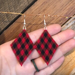 Beaded Buffalo Check Earrings - Etsy
