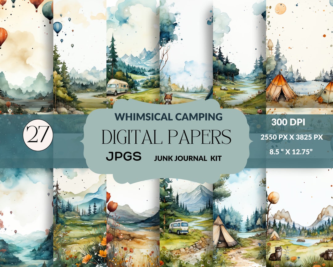 Camping Scenes, Watercolor Camping Clipart, Digital Camping Art ...