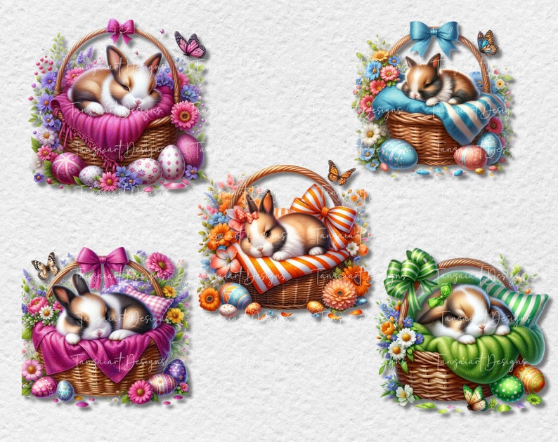 Easter Bunny in a Basket Clipart Bundle, Easter Clipart, Easter ...