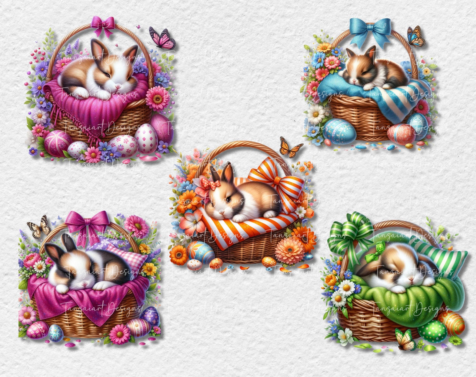 Easter Bunny in a Basket Clipart Bundle, Easter Clipart, Easter ...