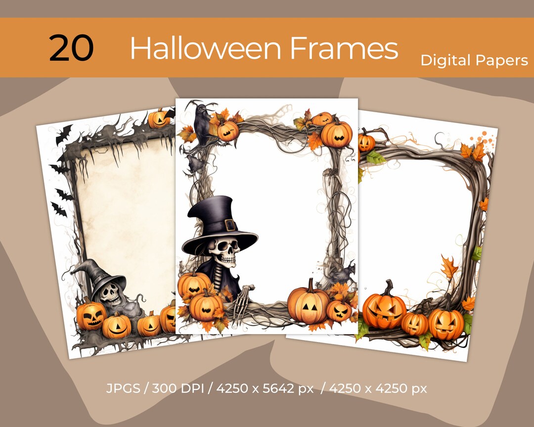 Halloween Frames Clipart | Watercolor Halloween JPG | Pumpkin Clipart ...