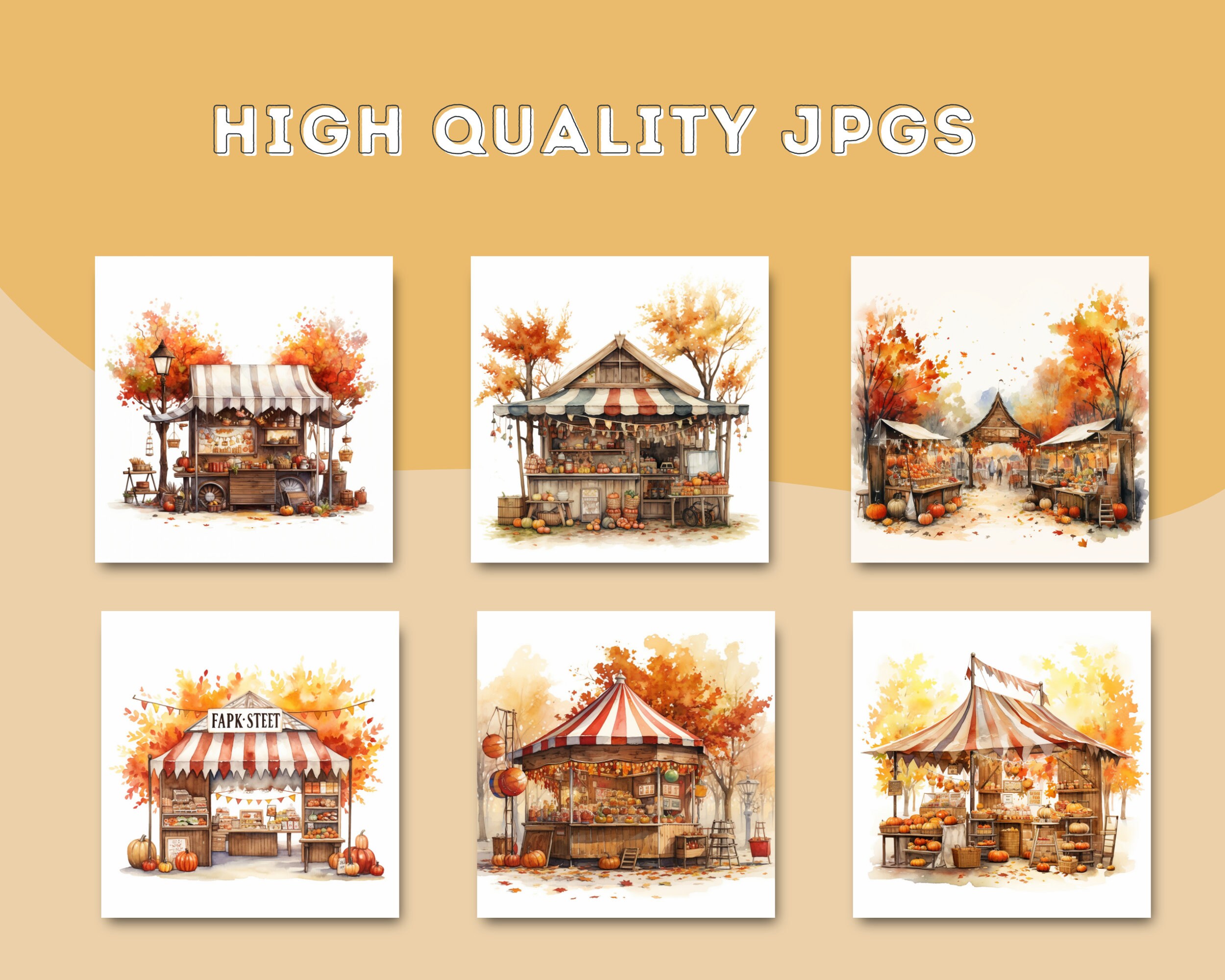 Watercolor Fall Autumn Fair Clipart, 20 High Quality JPG Files ...