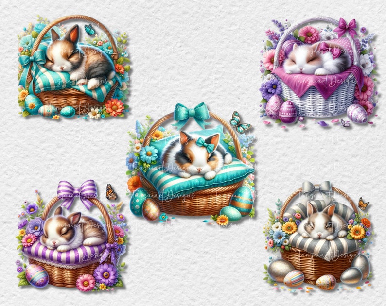 Easter Bunny in a Basket Clipart Bundle, Easter Clipart, Easter ...