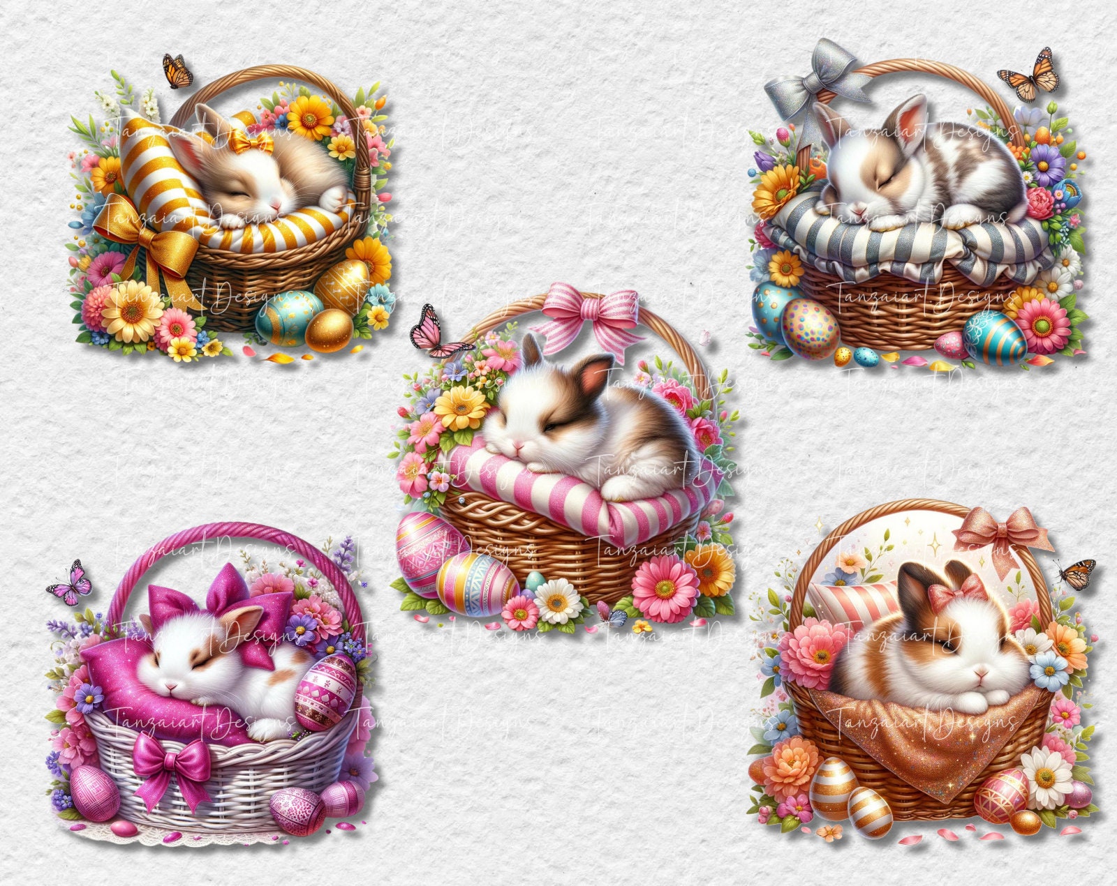 Easter Bunny in a Basket Clipart Bundle, Easter Clipart, Easter ...