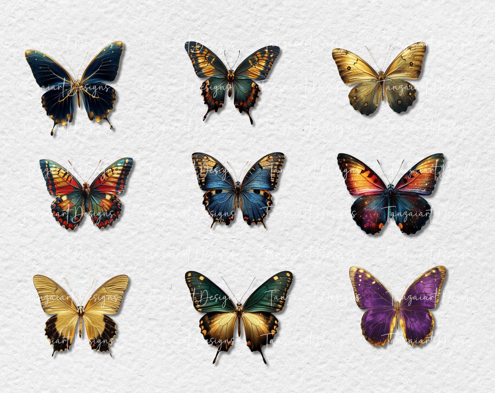 Glitter Foil Butterfly Clipart, Pink, Red, Lilac, Yellow, PNG (digital ...