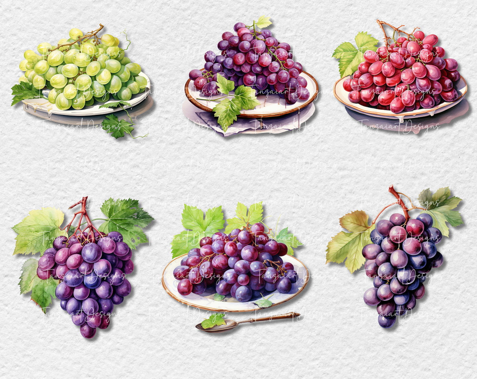 Watercolor Grapes Clipart - 22 High-resolution Pngs for Scrapbooking ...