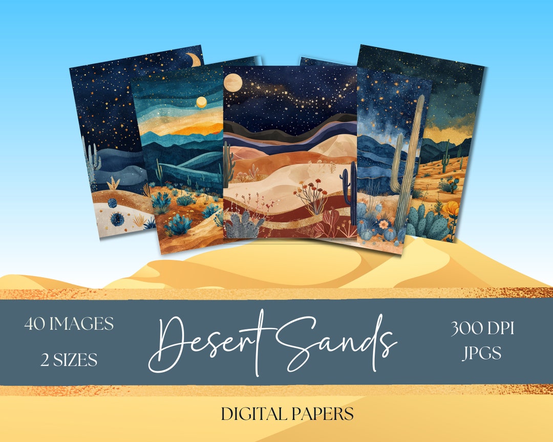 Printable Enchanted Boho Desert Digital Paper, Western Background ...