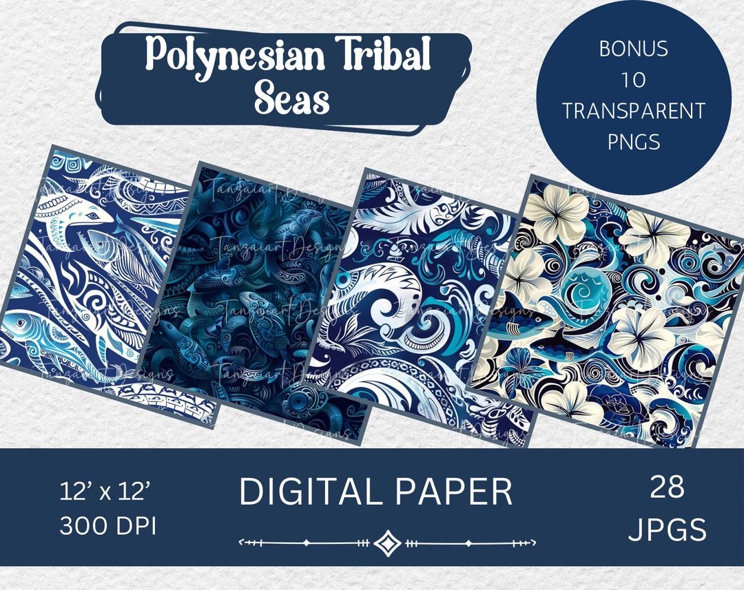 Polynesian TRIBAL SEAS Digital Paper / Moana Party / Polynesian ...