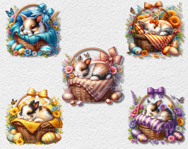 Easter Bunny in a Basket Clipart Bundle, Easter Clipart, Easter ...