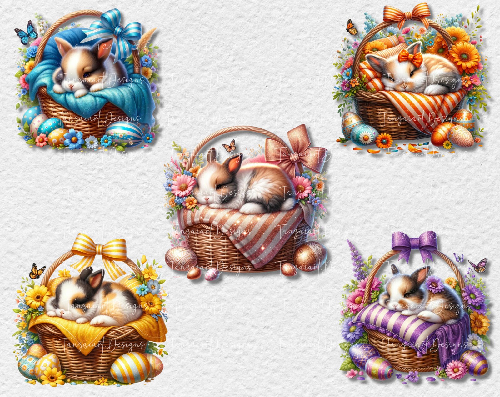 Easter Bunny in a Basket Clipart Bundle, Easter Clipart, Easter ...