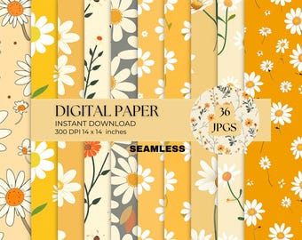 Floral Embroidery Seamless Pattern, Pastel Daisy Seamless File, Boho ...