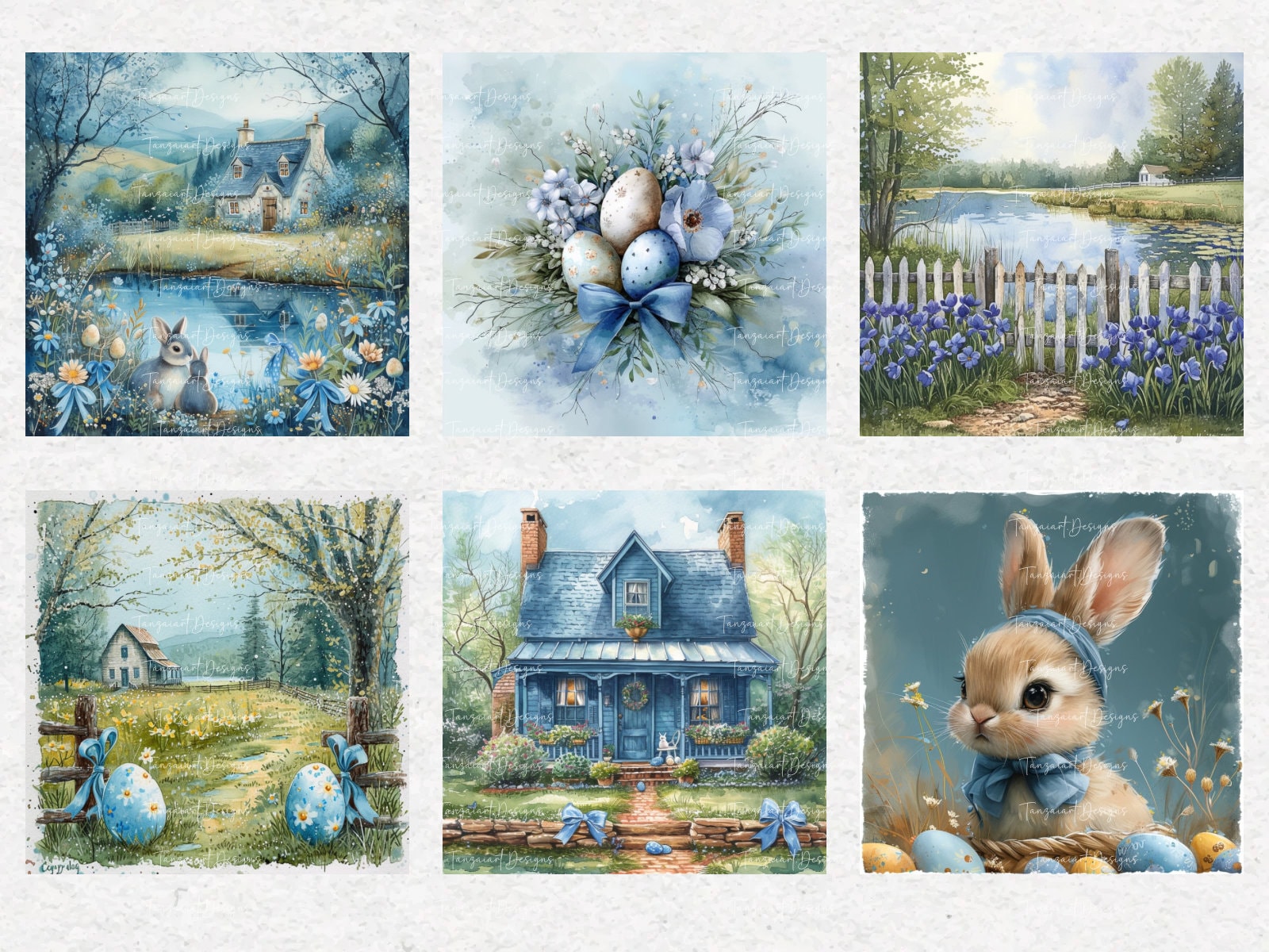 Easter Blue Digital Paper, Easter Clipart, Spring Digital Paper, Easter ...