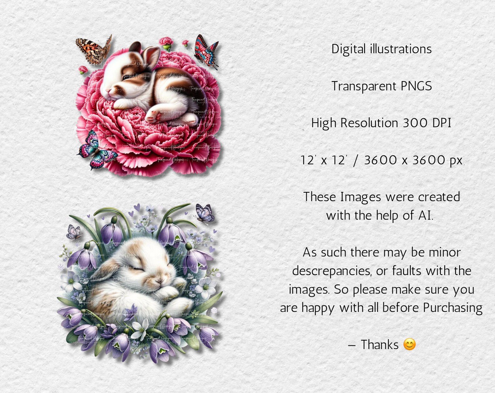 Watercolor Sleeping Baby Bunny Clipart Bundle 2, 22 PNG Bunny Graphics ...