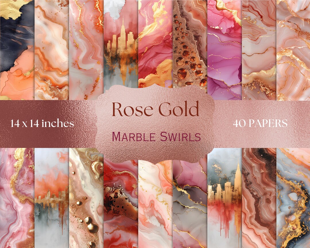 Rose Gold Marble Digital Paper, Swirl Marble Textures, Blush Pink ...