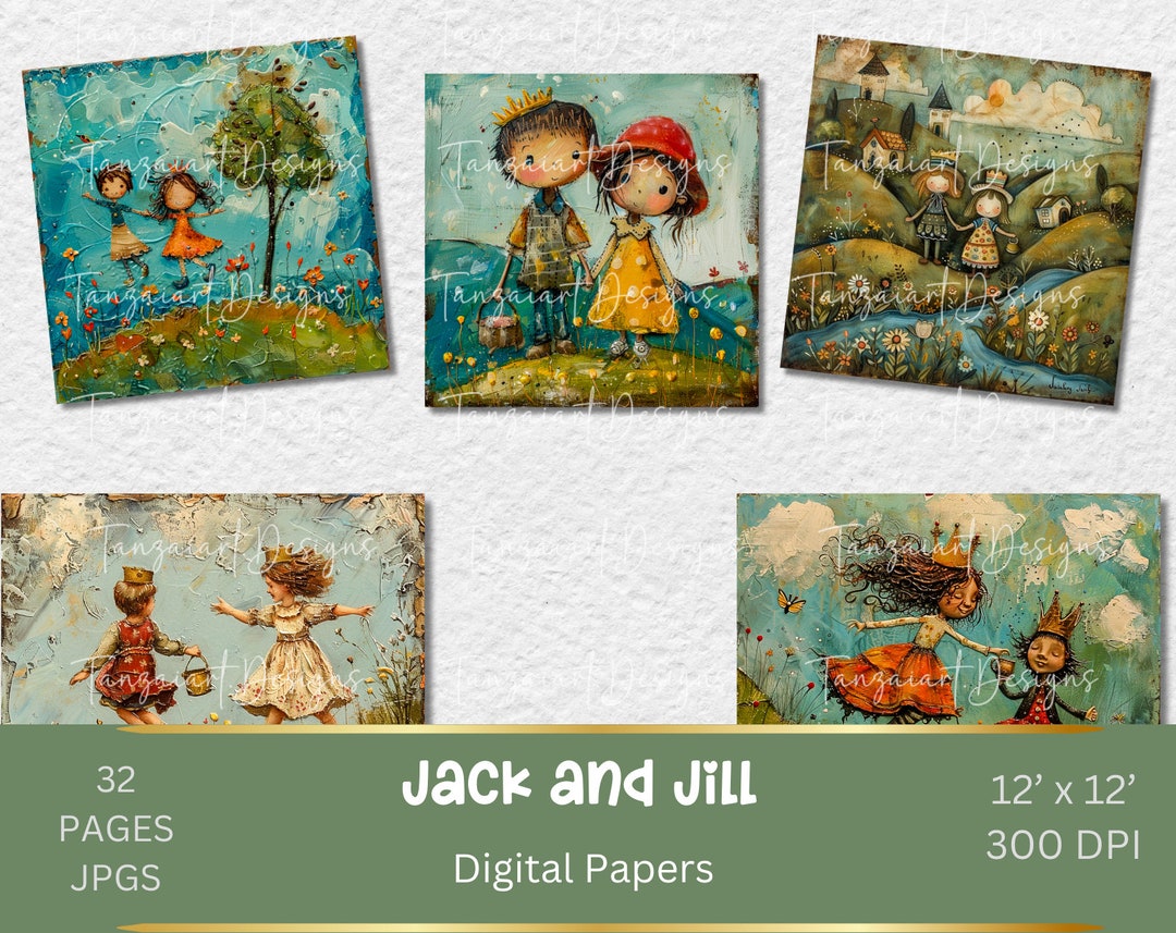 Whimsical Clipart Jack and Jill Nursery Rhymes Digital Download ...