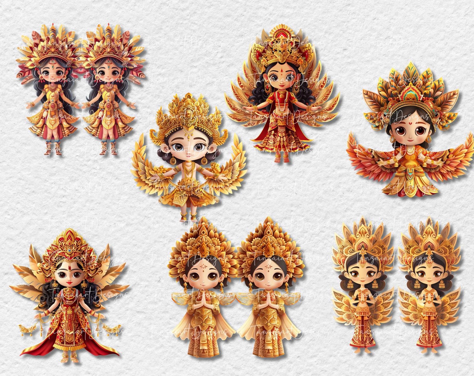 Bali Dancer Dolls Clipart, Traditional Fussycuts Balinese, Stickers ...