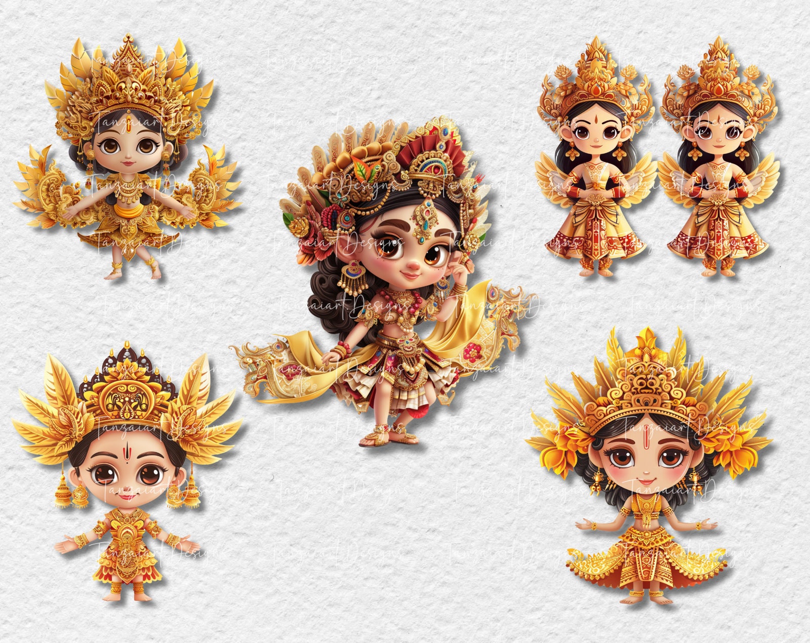 Bali Dancer Dolls Clipart, Traditional Fussycuts Balinese, Stickers ...