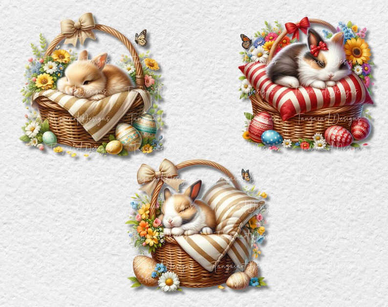 Easter Bunny in a Basket Clipart Bundle, Easter Clipart, Easter ...