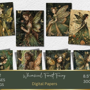 Digital Kit, 32 Whimsical Fairies Pages, Digitals Watercolor Colorful ...