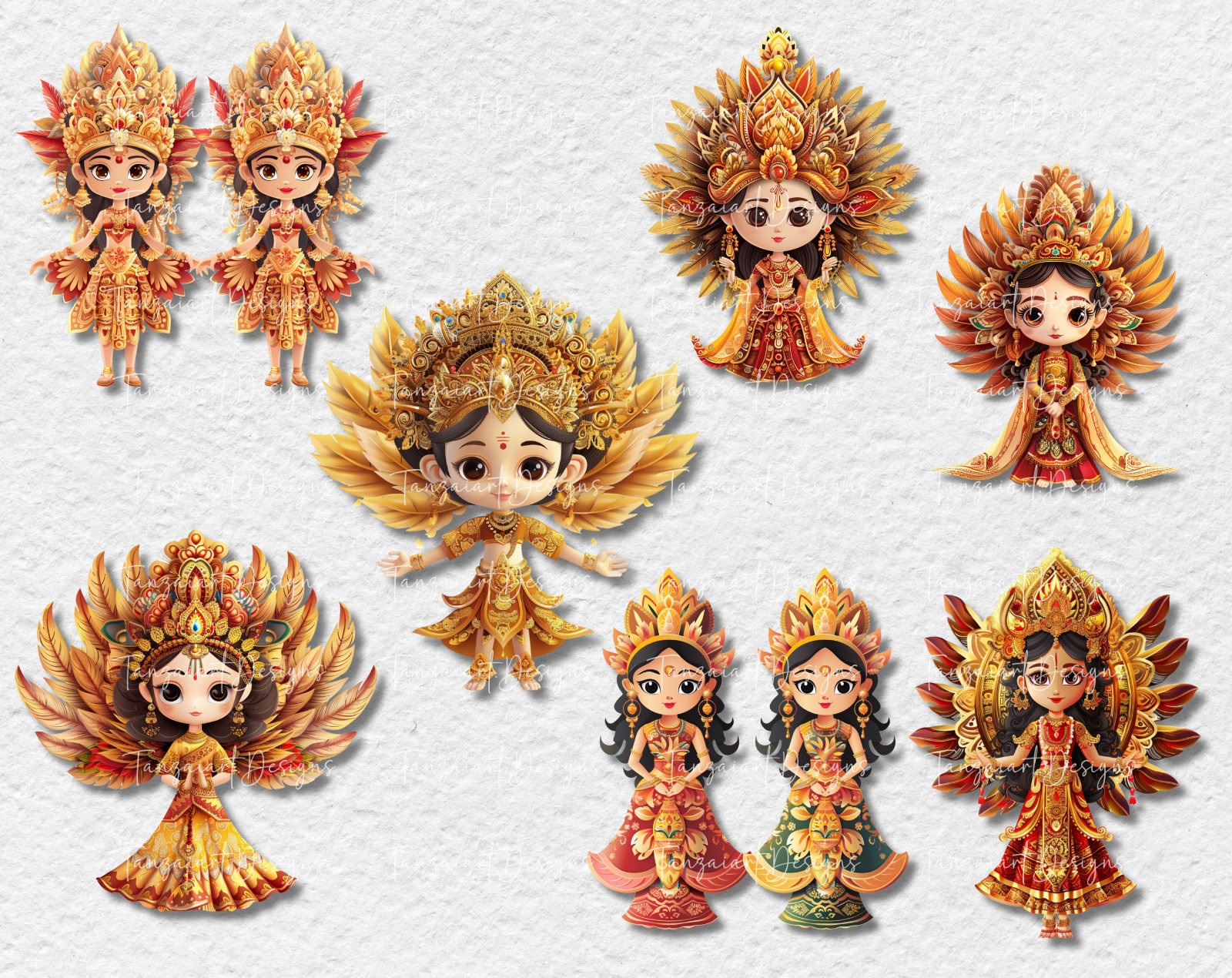 Bali Dancer Dolls Clipart, Traditional Fussycuts Balinese, Stickers ...