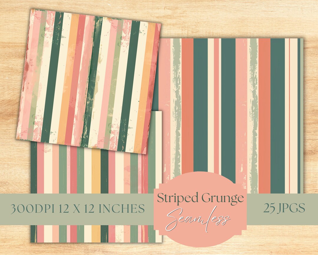 25 Pastel Striped Digital Paper Pack Patterns Scrapbooking Pages. Green ...