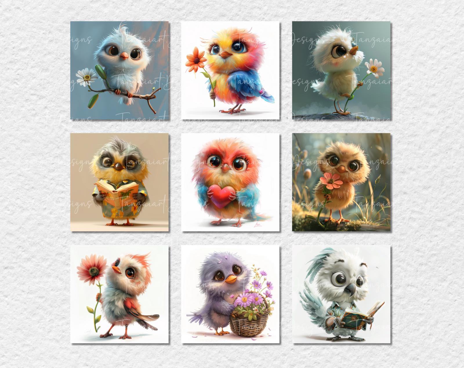 Cute Funny Bird Clipart Quirky Bird Illustrations Whimsical Birds ...