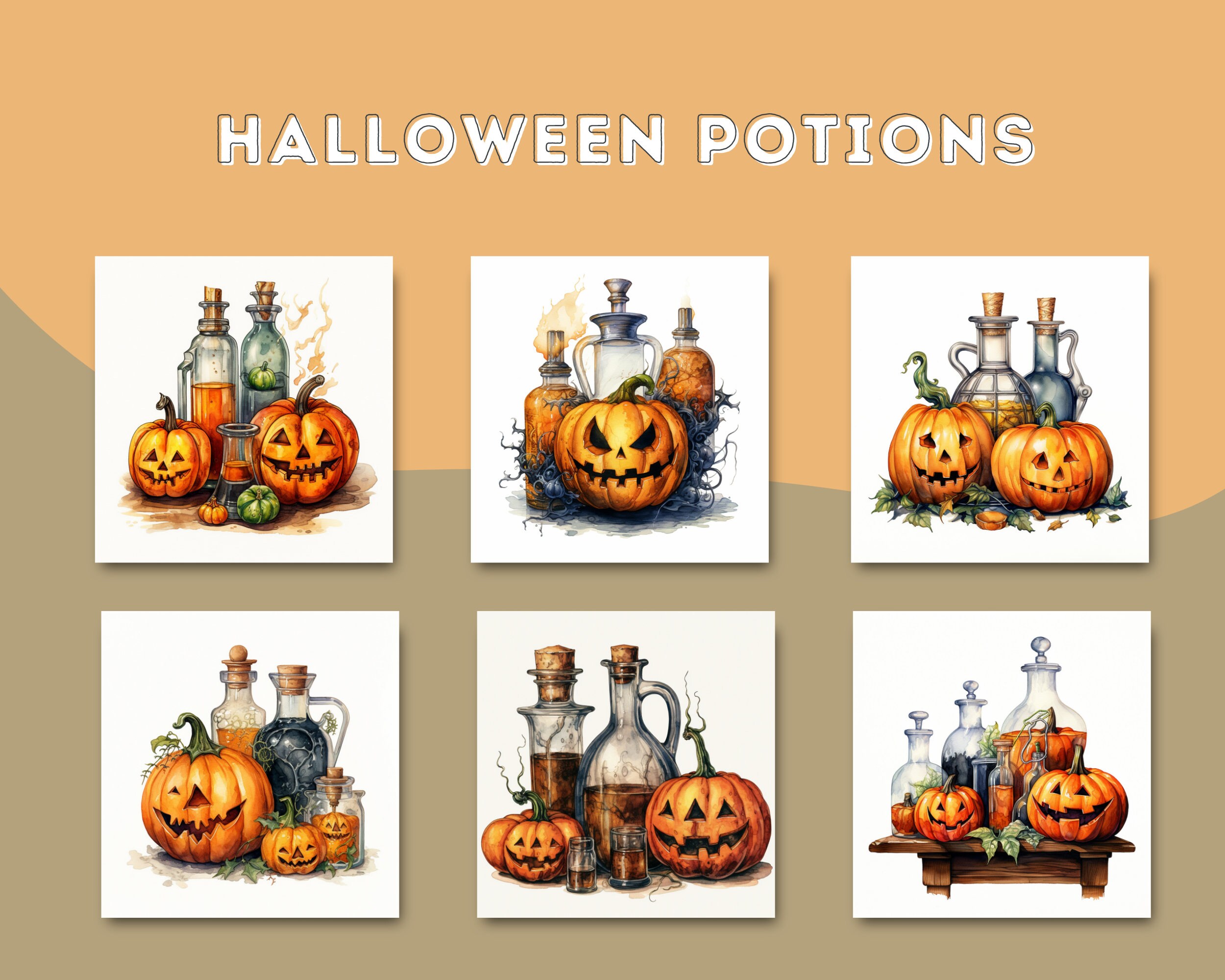 Watercolor Magic Potion Clipart | Halloween JPG | Witch Clipart Bundle ...