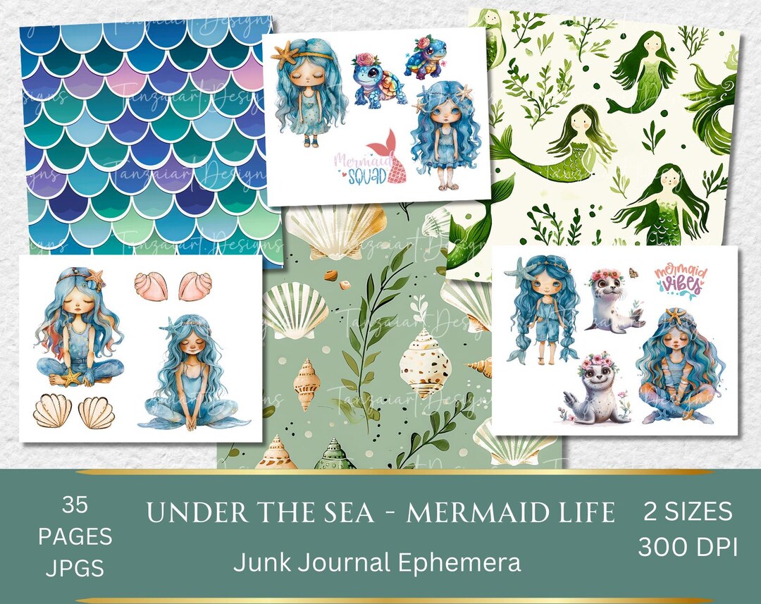 Under the Sea Mermaid Life, Ephemera Kit, Underwater Life Printables ...