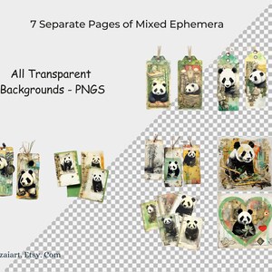 Watercolor Panda Junk Journal Kit, Vintage Ephemera (digital Download ...