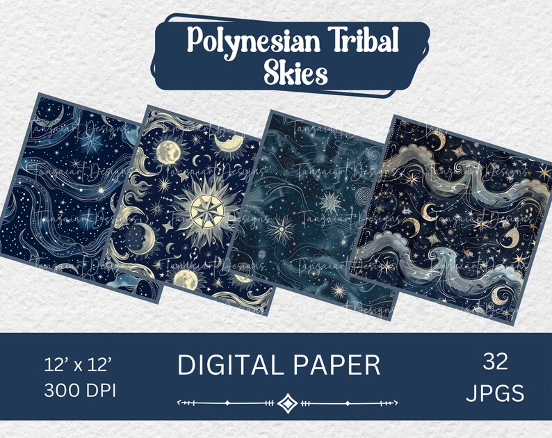 Polynesian TRIBAL SKIES Digital Paper / Moana Party / Polynesian ...
