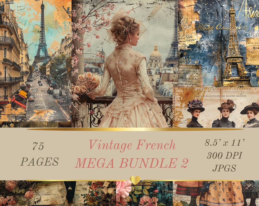 Vintage French Junk Journal, 70 Printable Pages, Grunge, Vintage ...