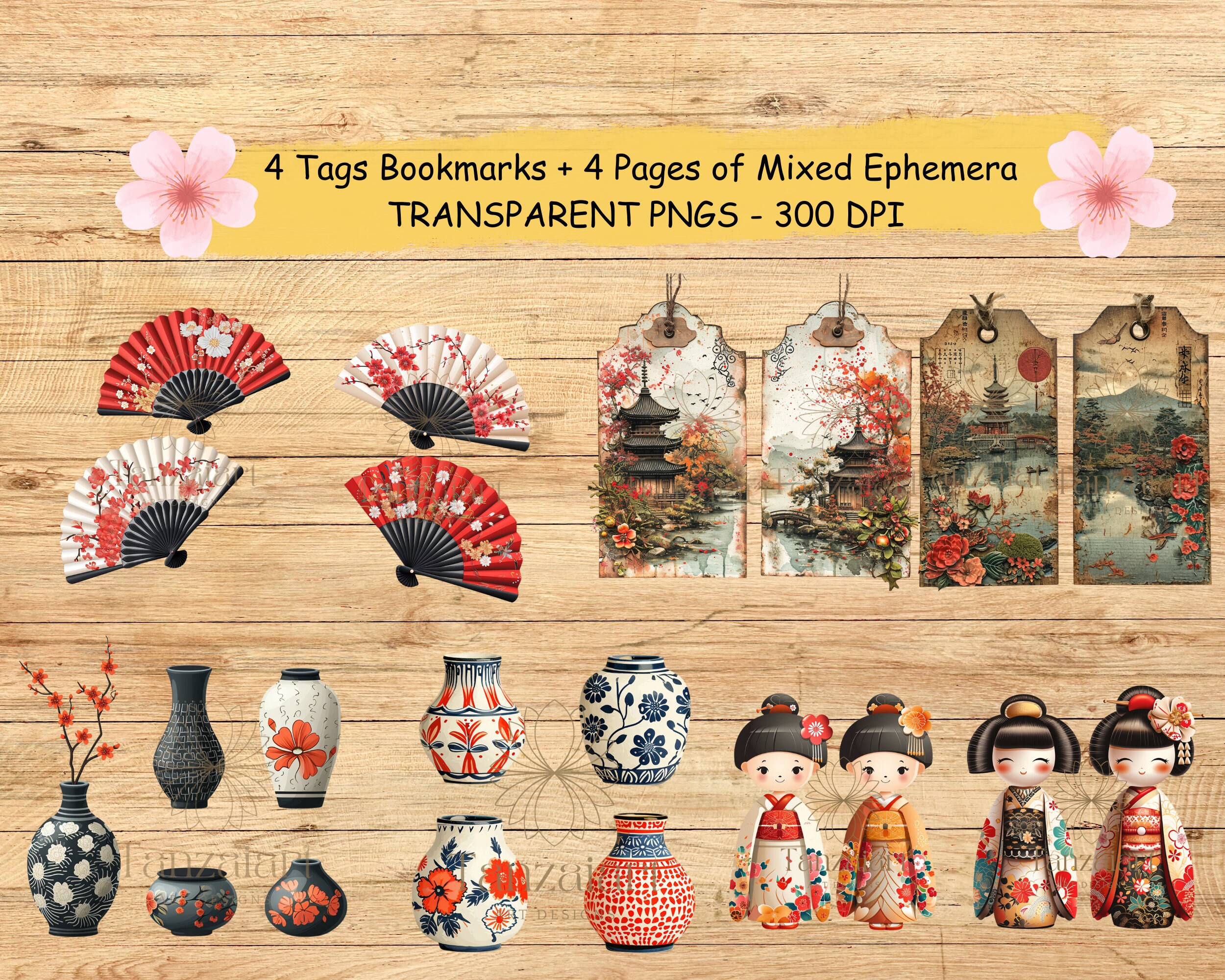 Vintage Japan Junk Journal Pages, Digital Scrapbook Paper Kit, Japanese ...