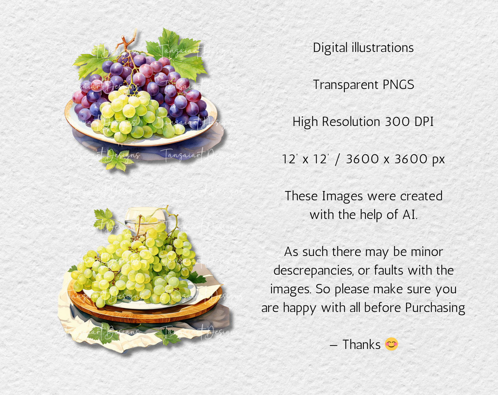 Watercolor Grapes Clipart - 22 High-resolution Pngs for Scrapbooking ...
