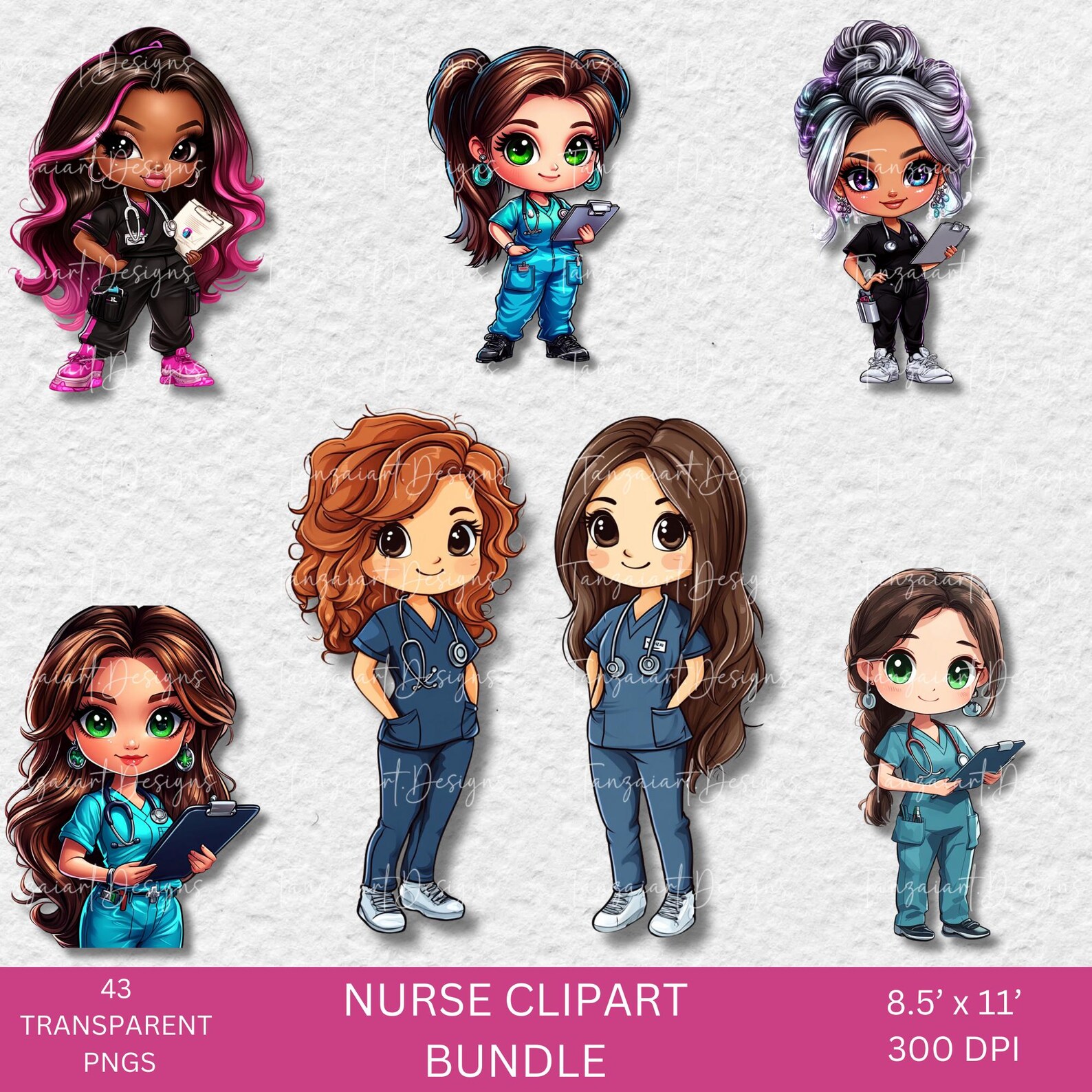 Chibi Nurse Clipart Bundle, Medical Planner Graphics (PNG) - Etsy