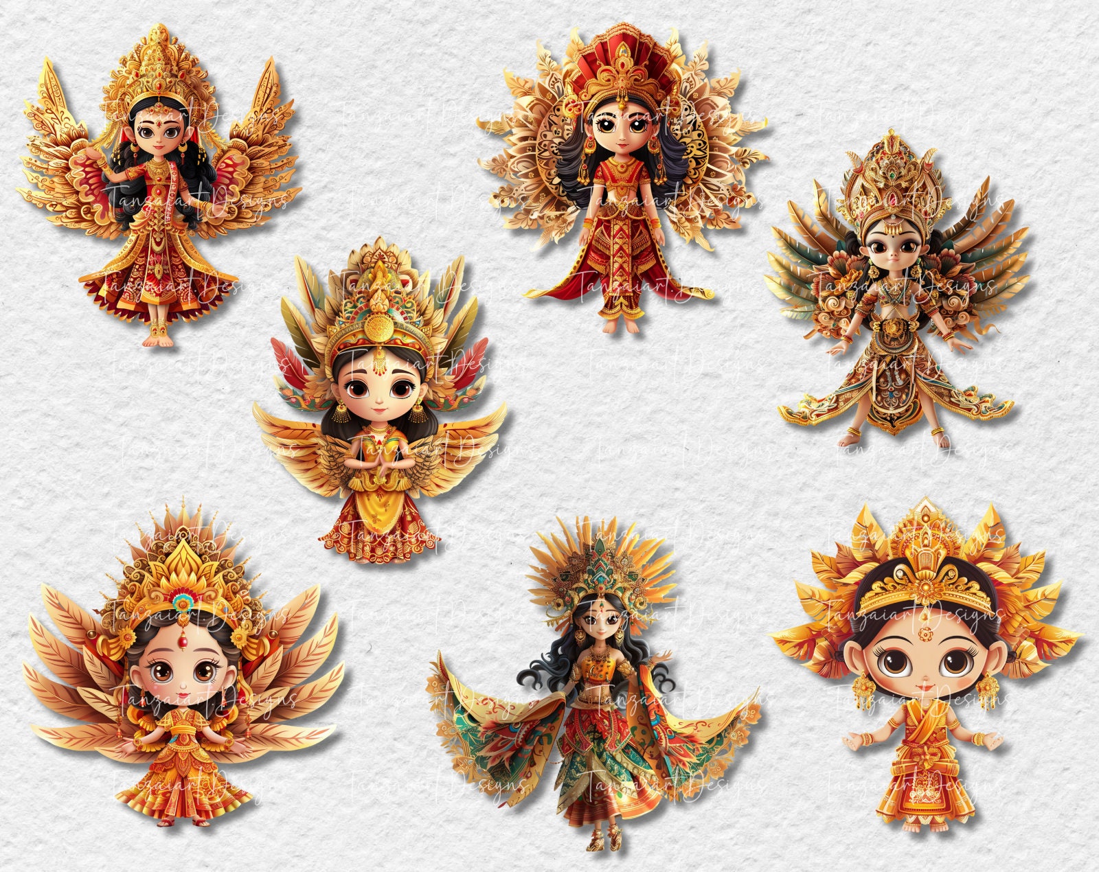Bali Dancer Dolls Clipart, Traditional Fussycuts Balinese, Stickers ...