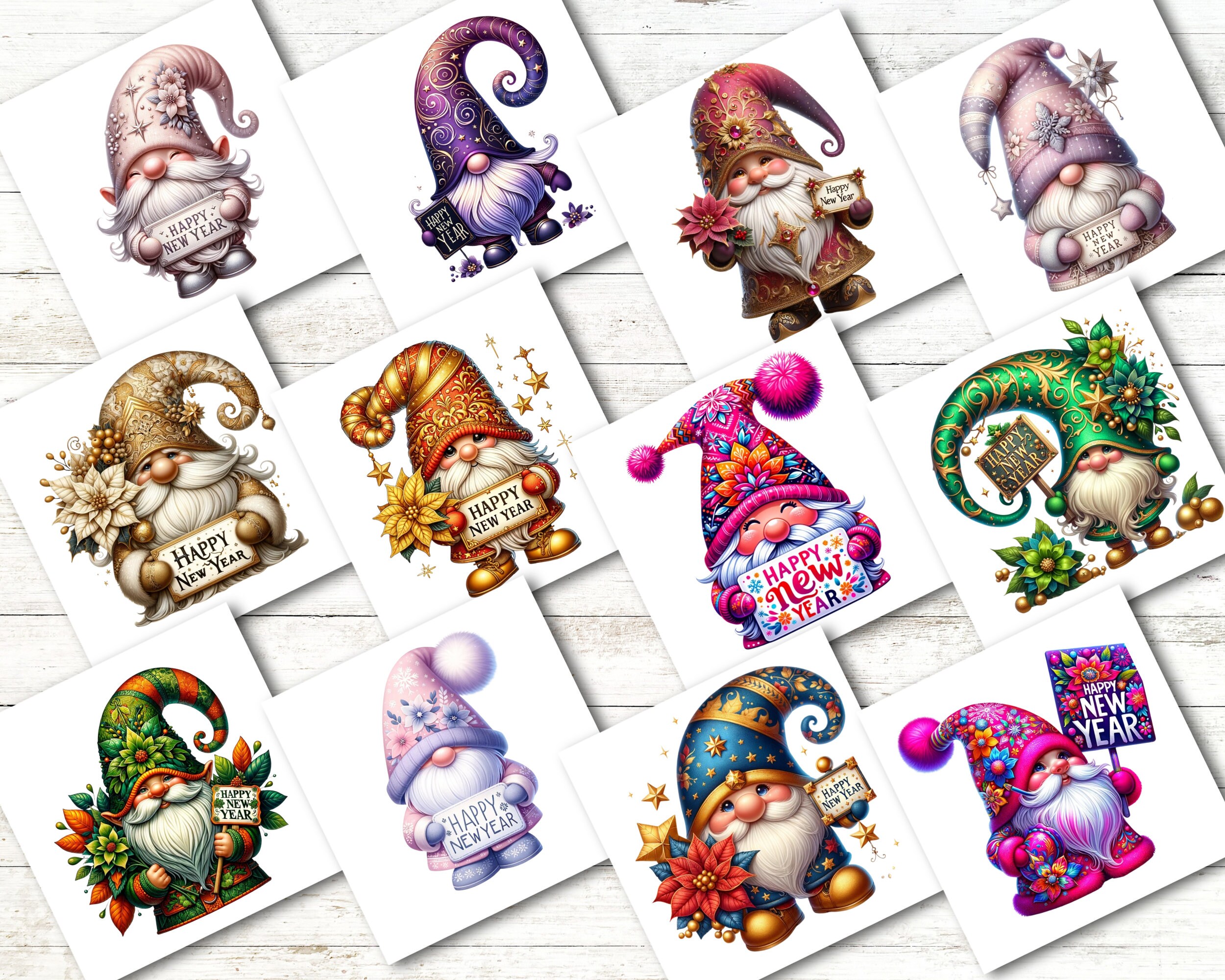 Happy New Year Gnomes Clipart Bundle, Happy New Year, Gnome Png ...