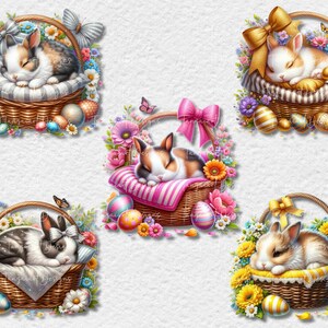 Easter Bunny in a Basket Clipart Bundle, Easter Clipart, Easter ...